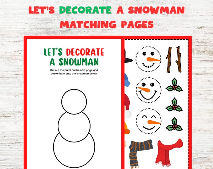 Build a Snowman Printable, Snowman Cut and Paste Printable, Printable ...