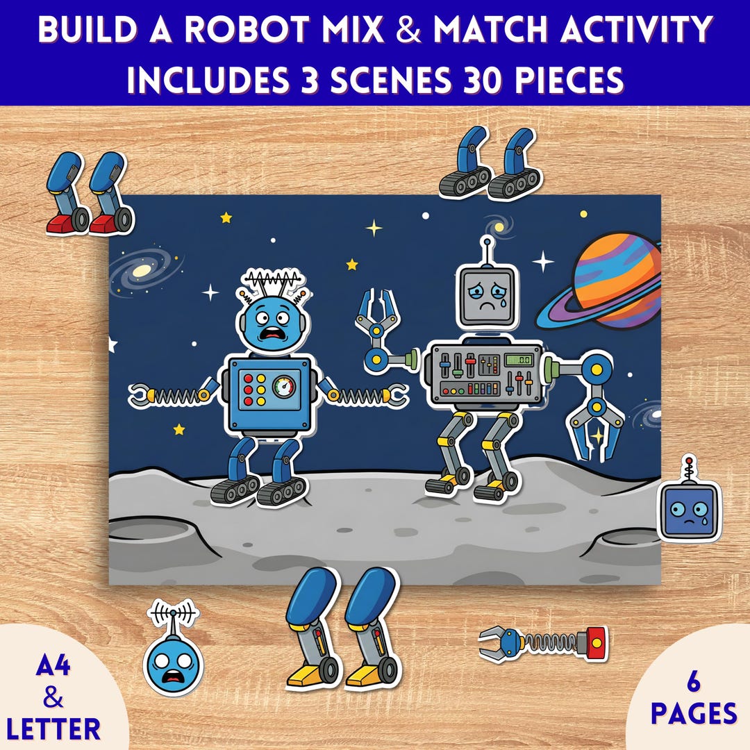 Build a Robot Craft, Mix and Match Cut and Paste Activity (PDF) - Etsy