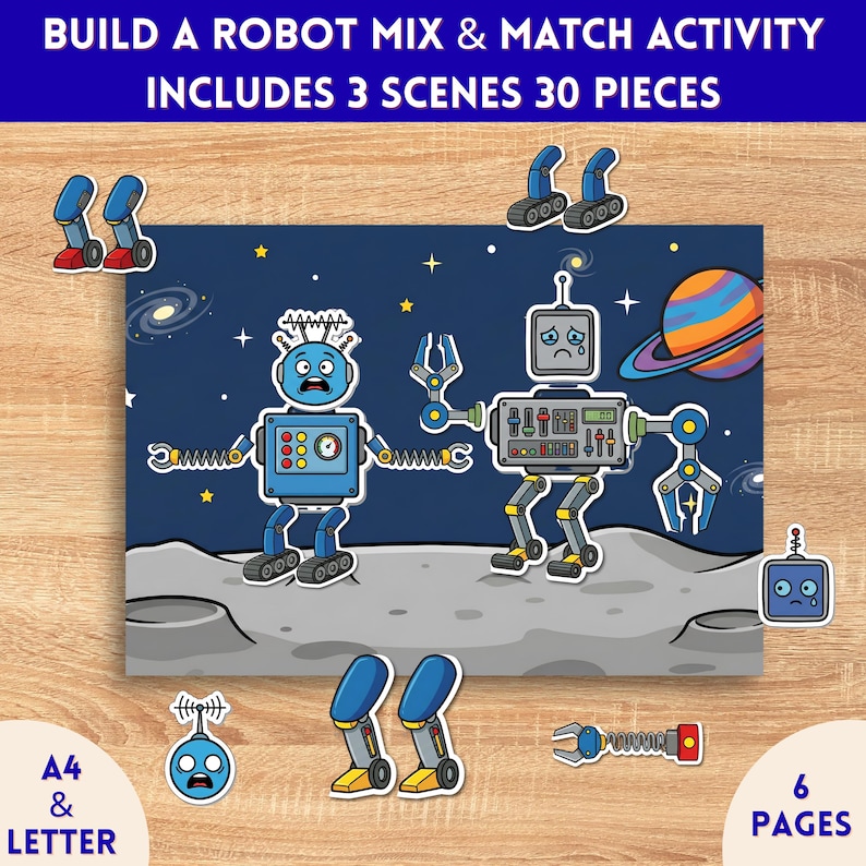 Printable Robot Craft Template for Kids, Mix and Match Cut and Paste ...