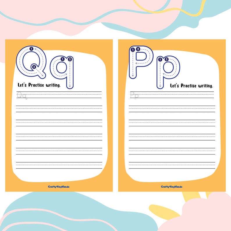 Alphabet Writing Printable Workbook for Kids, Kids Writing Practice Printable Pages,preschool ...