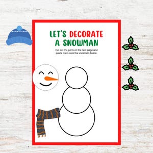Let’s Decorate a Snowman Printable Cut and Paste Activity for Kids ...