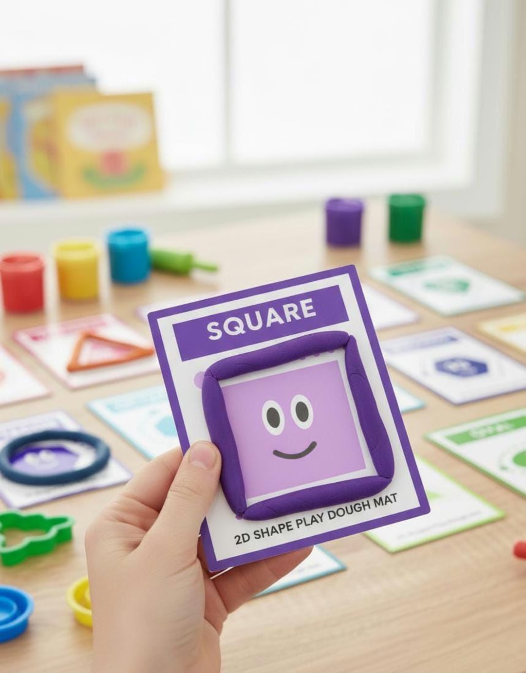 2D Shapes Play Dough Mats Printable, Montessori Toddler Learning, Fine ...