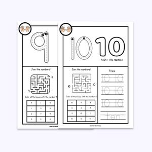Number Activity Book – Tracing, Coloring & Maze Worksheets (A4 PDF) - Etsy