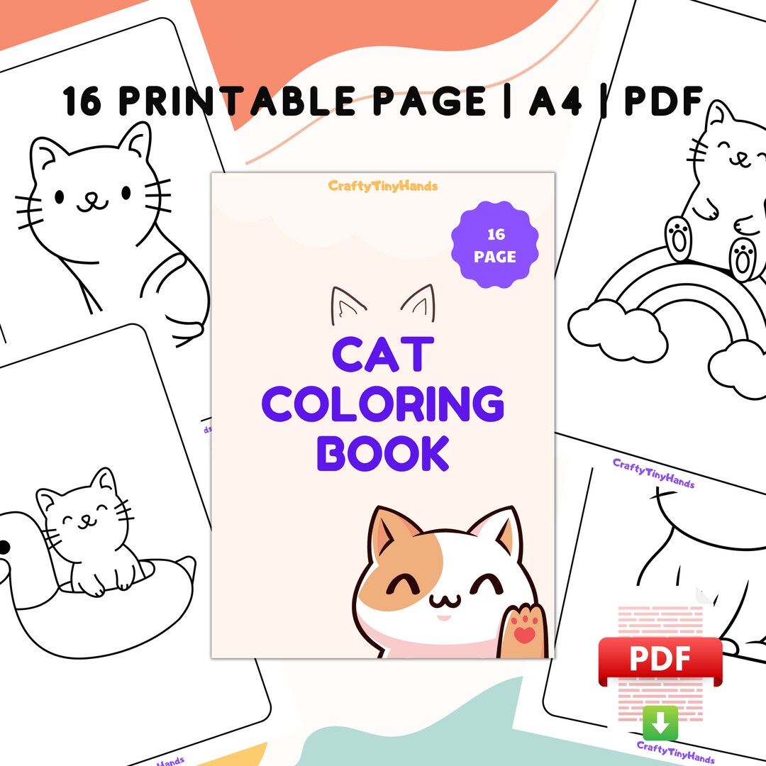 Whiskers and Tails: A Cat Coloring Book for Kids Printable - Etsy