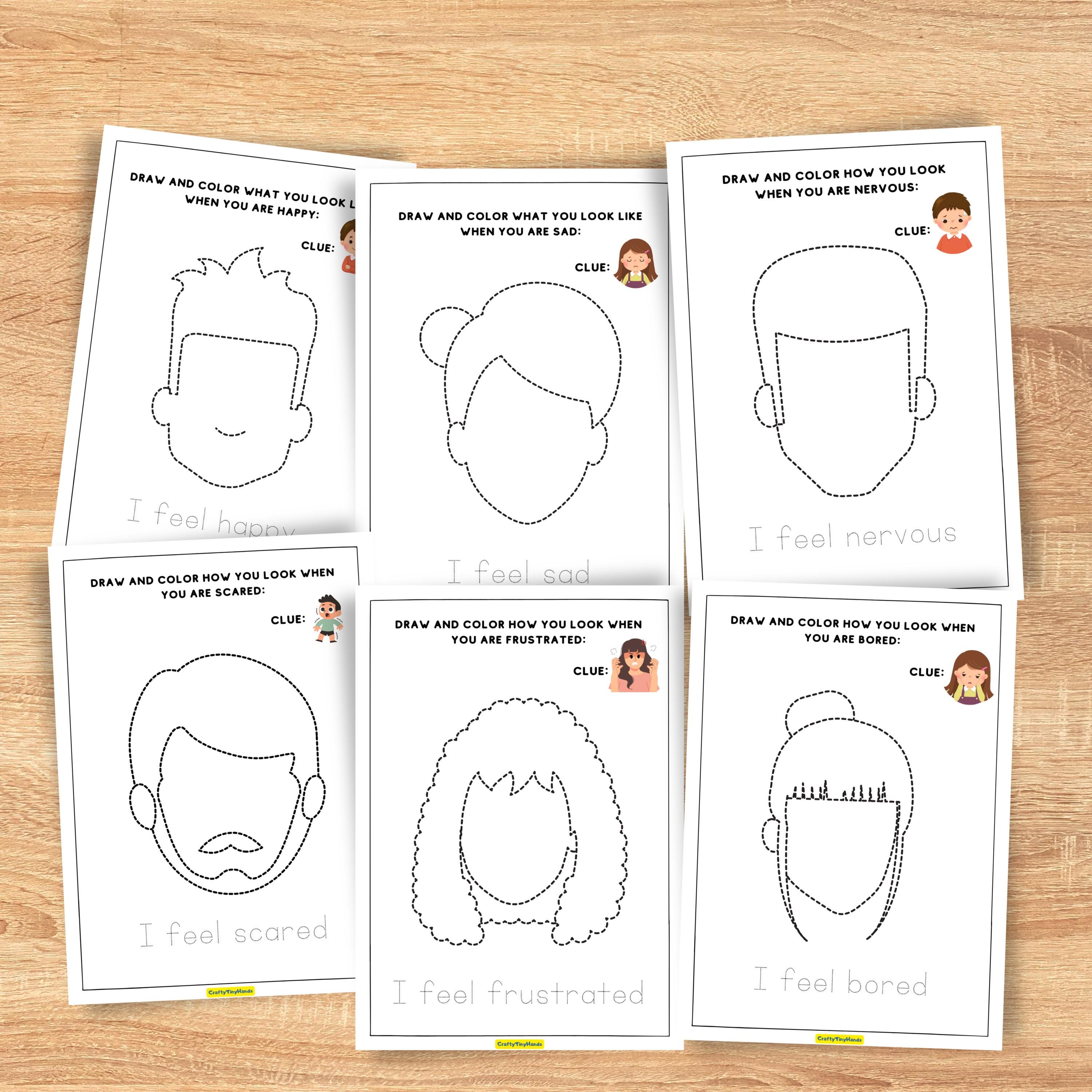 Emotions Activity for Kids Printable Toddler Feeling Chart Quiet Book ...