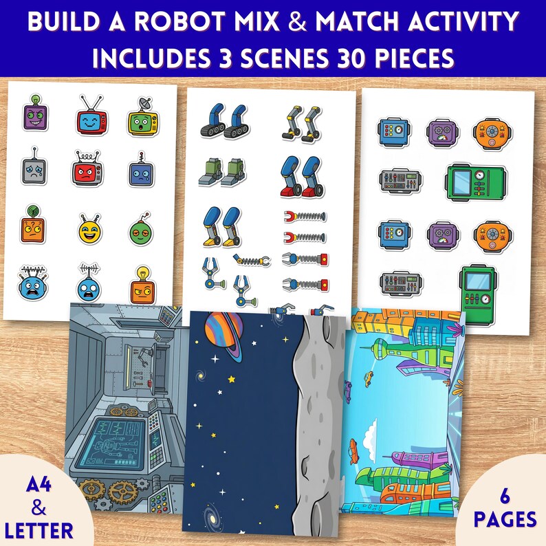 Printable Robot Craft Template for Kids, Mix and Match Cut and Paste ...