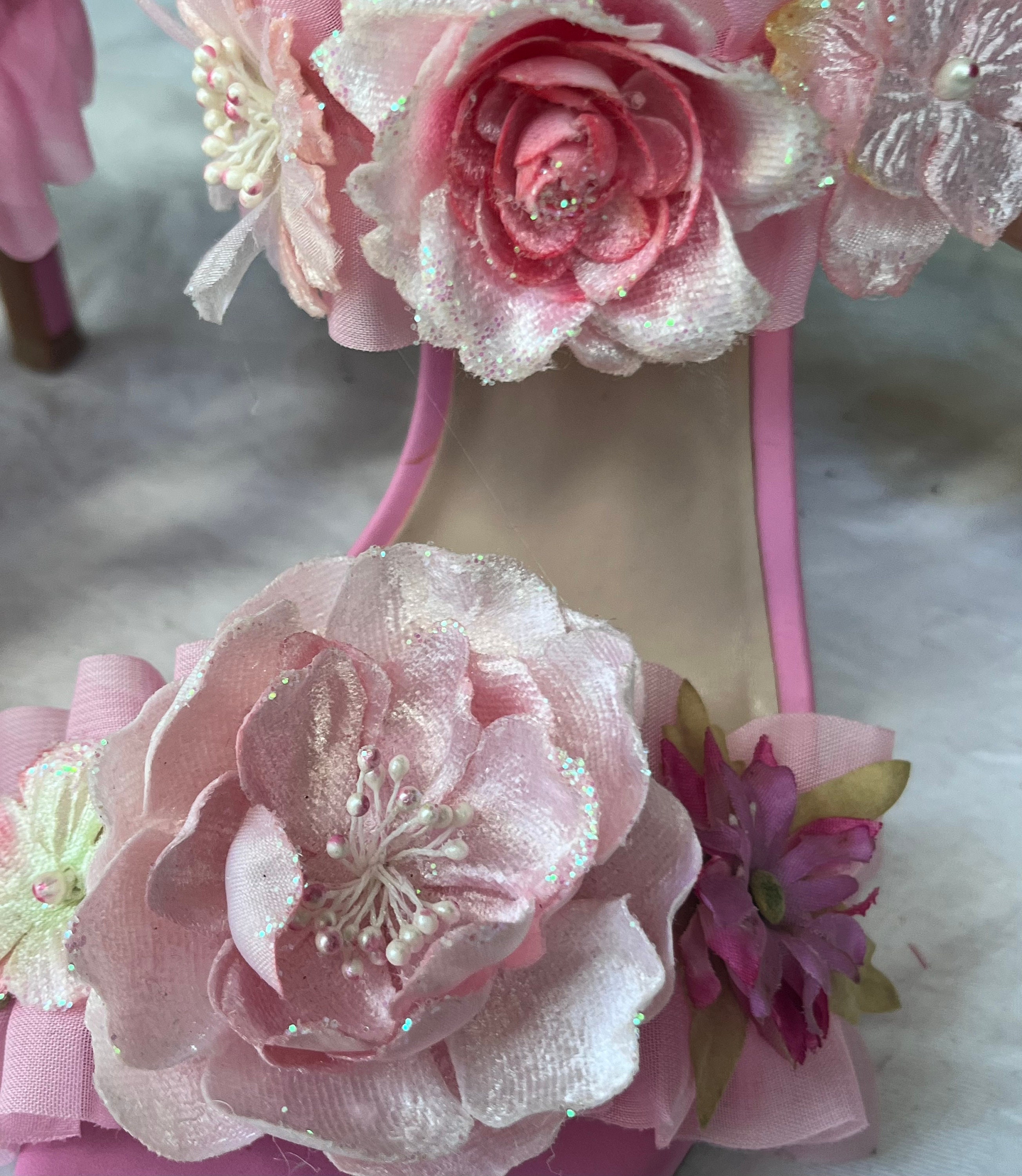 Aesthetic, Pink, Heels, High Heels, Floral, Flower, Prom, Homecoming ...