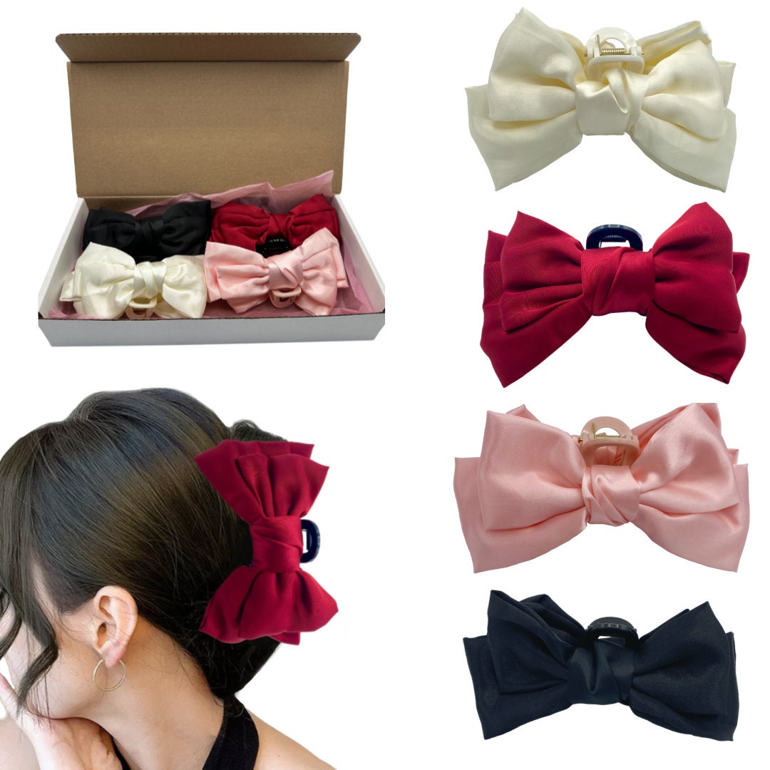 Bestiee Hair Bow Claw Clips for Women Girls, 6 Inch Elegant Bow Hair ...