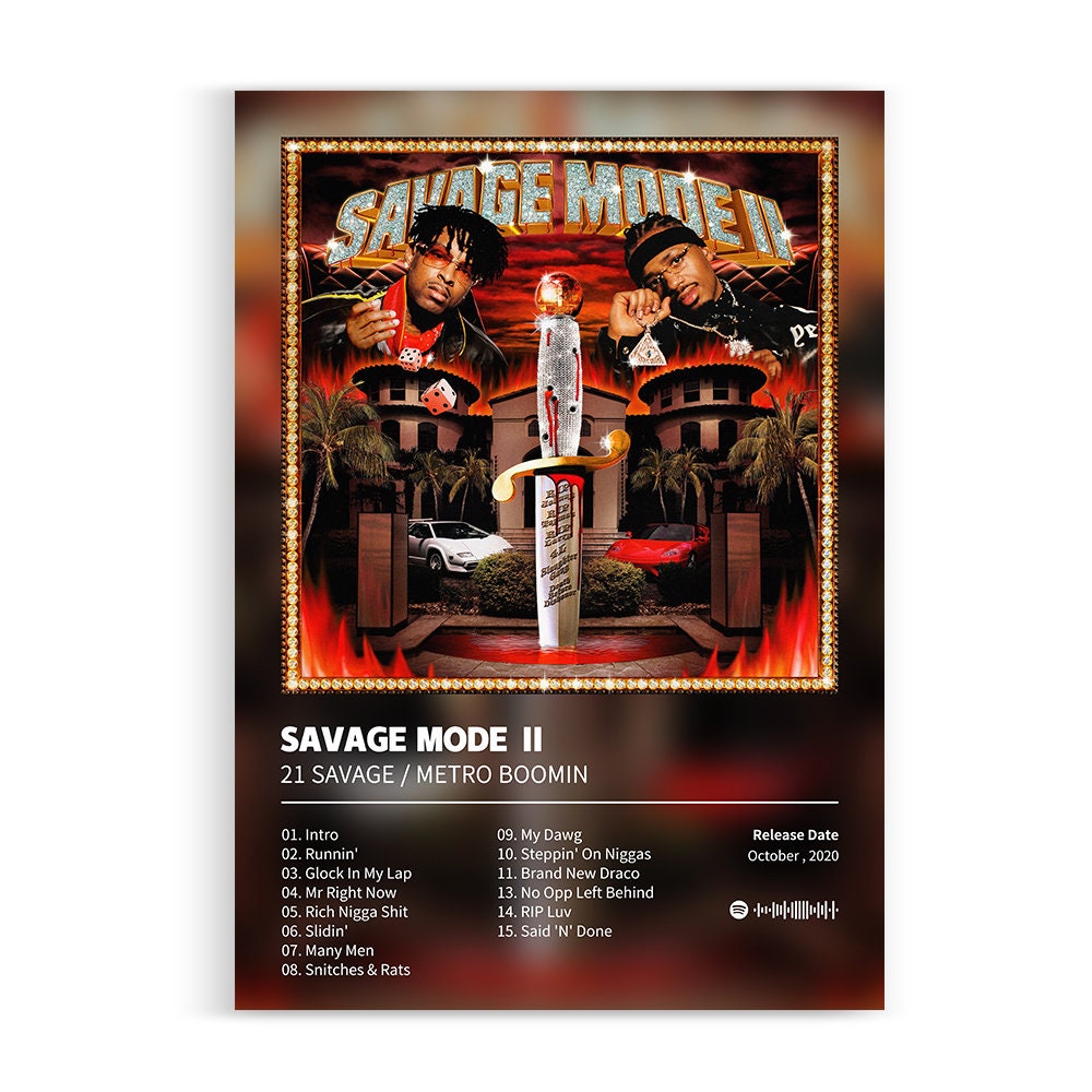 Savage Mode 2 - 21 Savage / Metro Boomin Album Custom Posters - Album Tracklist Poster, Custom ...