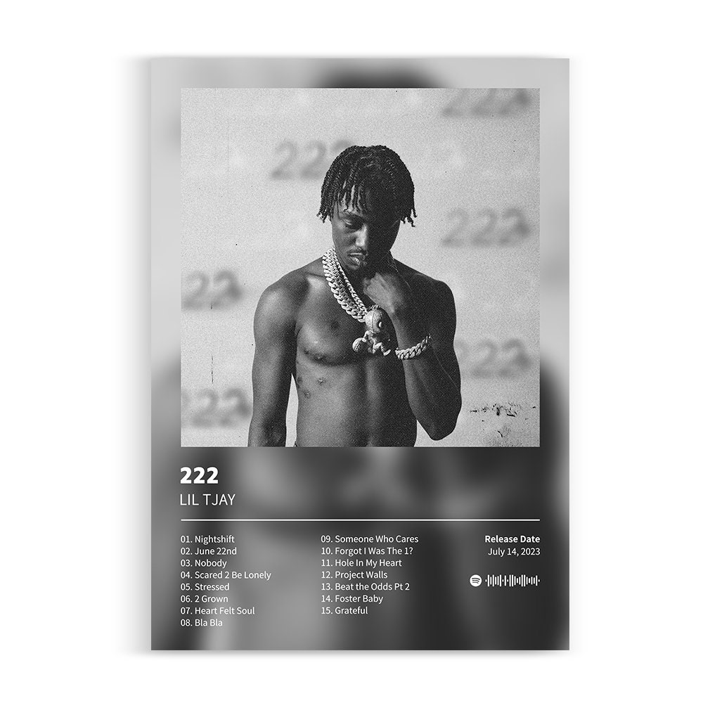 222 - Lil Tjay Music Album Custom Posters, Album Tracklist Poster ...