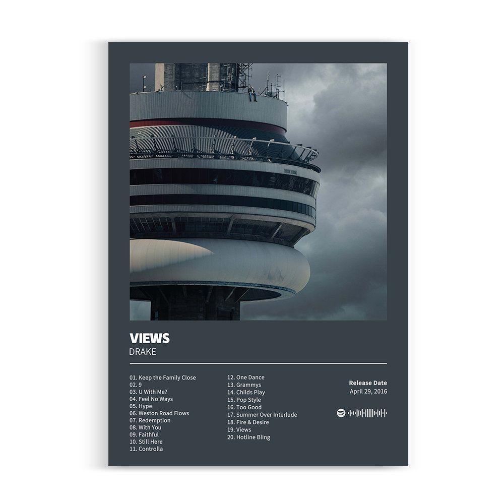 Views - Drake Music Album Custom Posters, Album Tracklist Poster, Rap ...