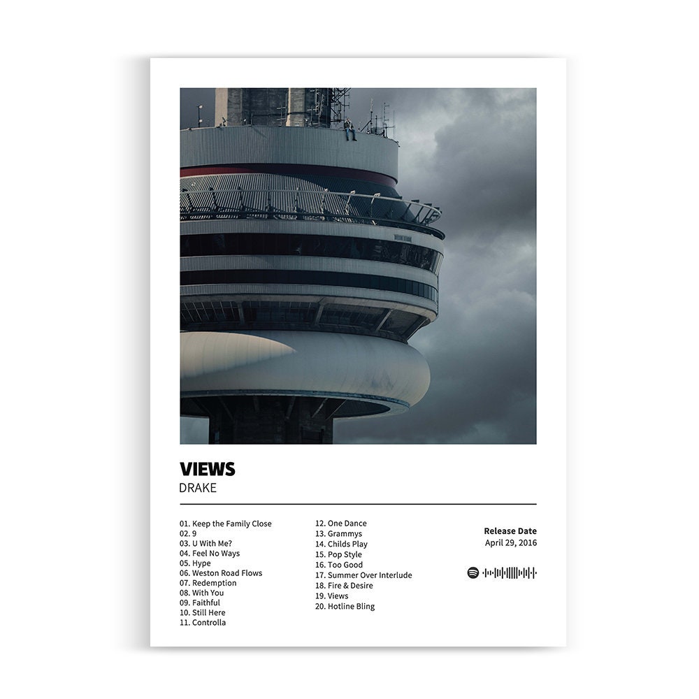 Views - Drake Music Album Custom Posters, Album Tracklist Poster, Rap ...