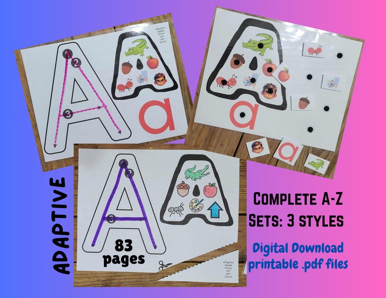 Adaptive Alphabet Printable Practice Sets Bundle - Etsy