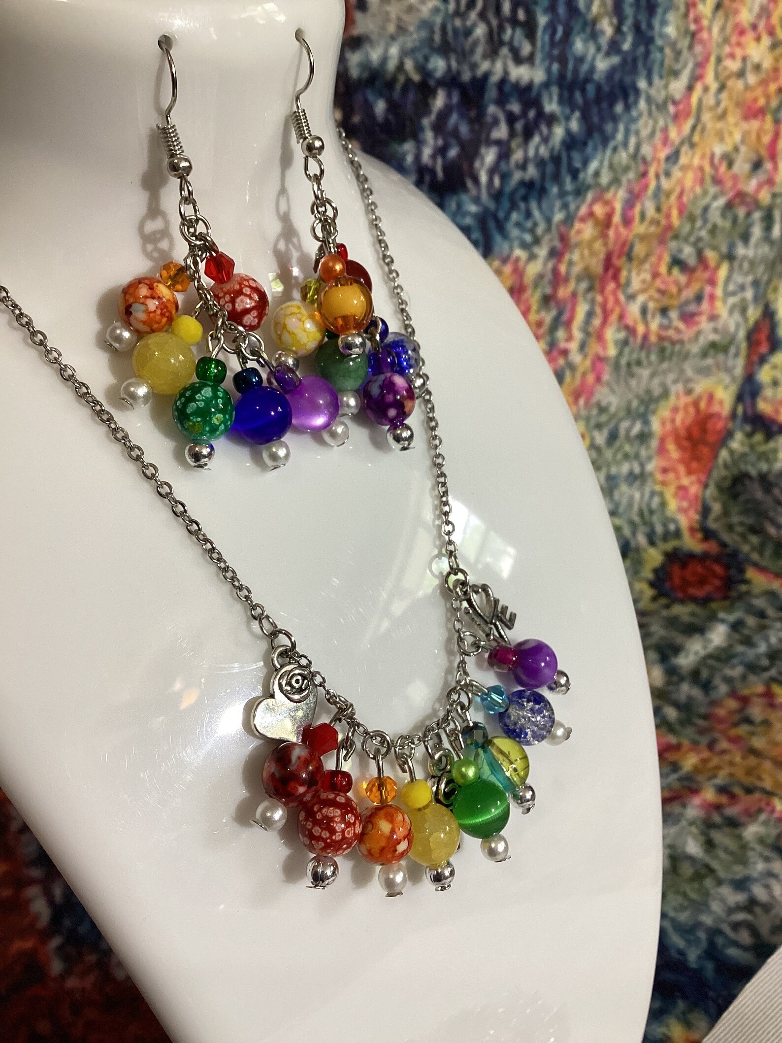 Uniquely You Rainbow Beaded Charm Dangle Necklace - Etsy