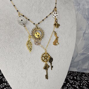 Steampunk Gears, Keys, Chain and Charm 2 Tier Layered Necklace - Etsy