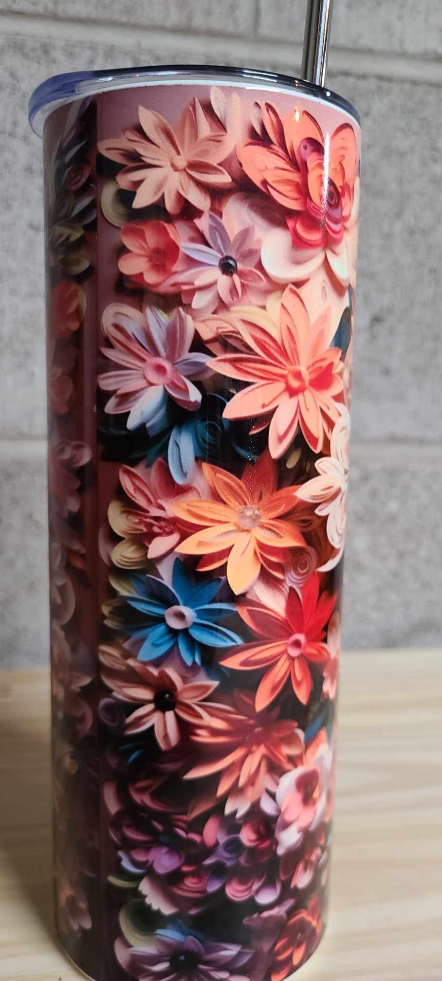 3D Paper Cross and Fall Florals Stainless 20 Oz Skinny Tumbler - Etsy