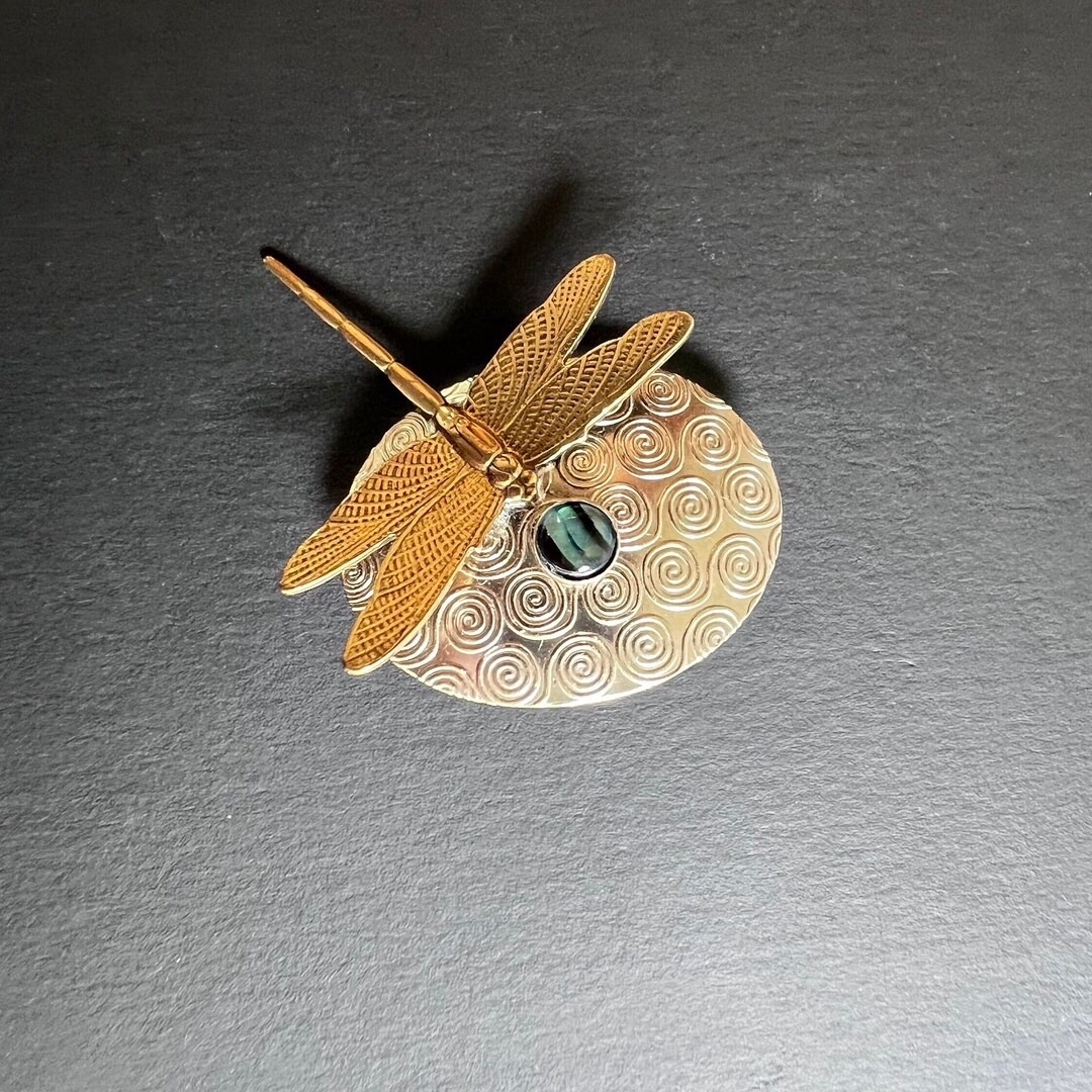 Vintage Silver Jody Coyote Brooch Gold Tone Dragonfly Natural Blue ...