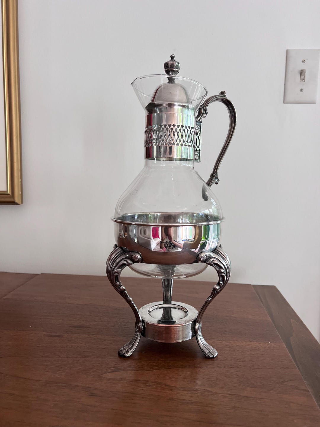 Vintage Silver Plated Leonard Coffee Tea Carafe With Warmer Stand Pot ...