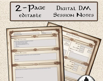 DND Session Notes PDF Digital Download - Etsy