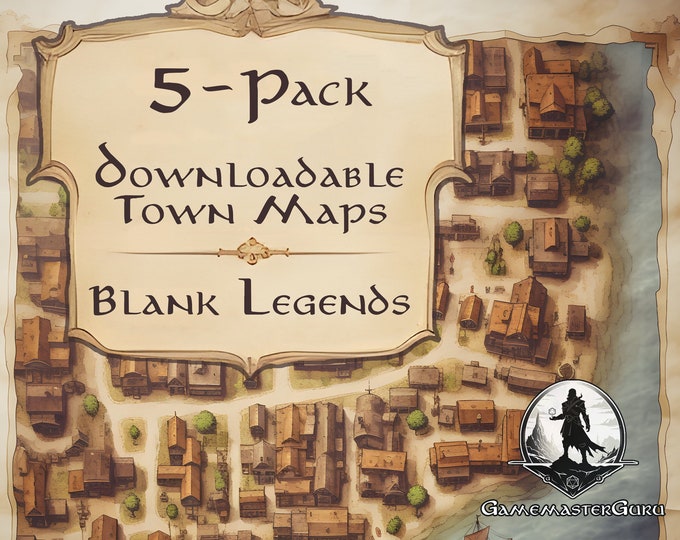 5 Instant Downloadable Dnd Town Maps for D&D Role Playing Map for ...