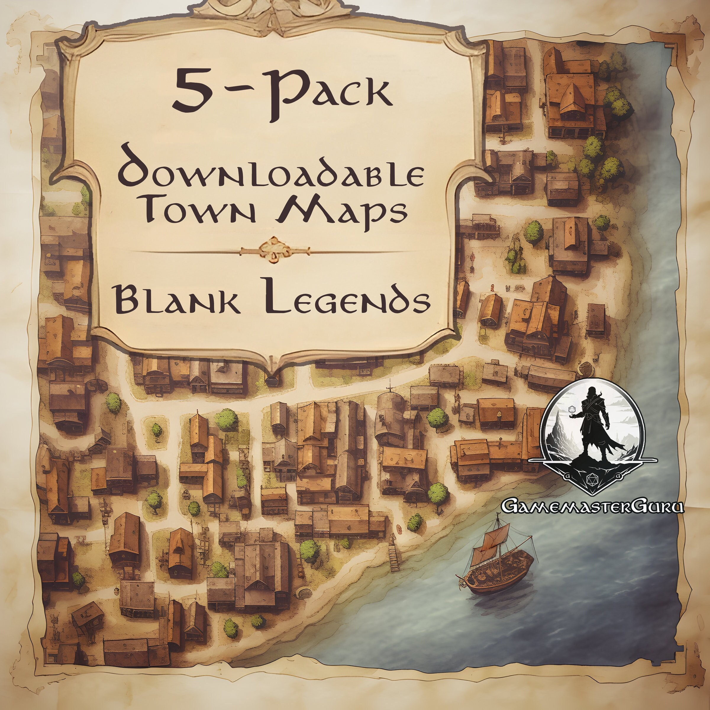 5 Instant Downloadable Dnd Town Maps for D&D Role Playing Map for ...