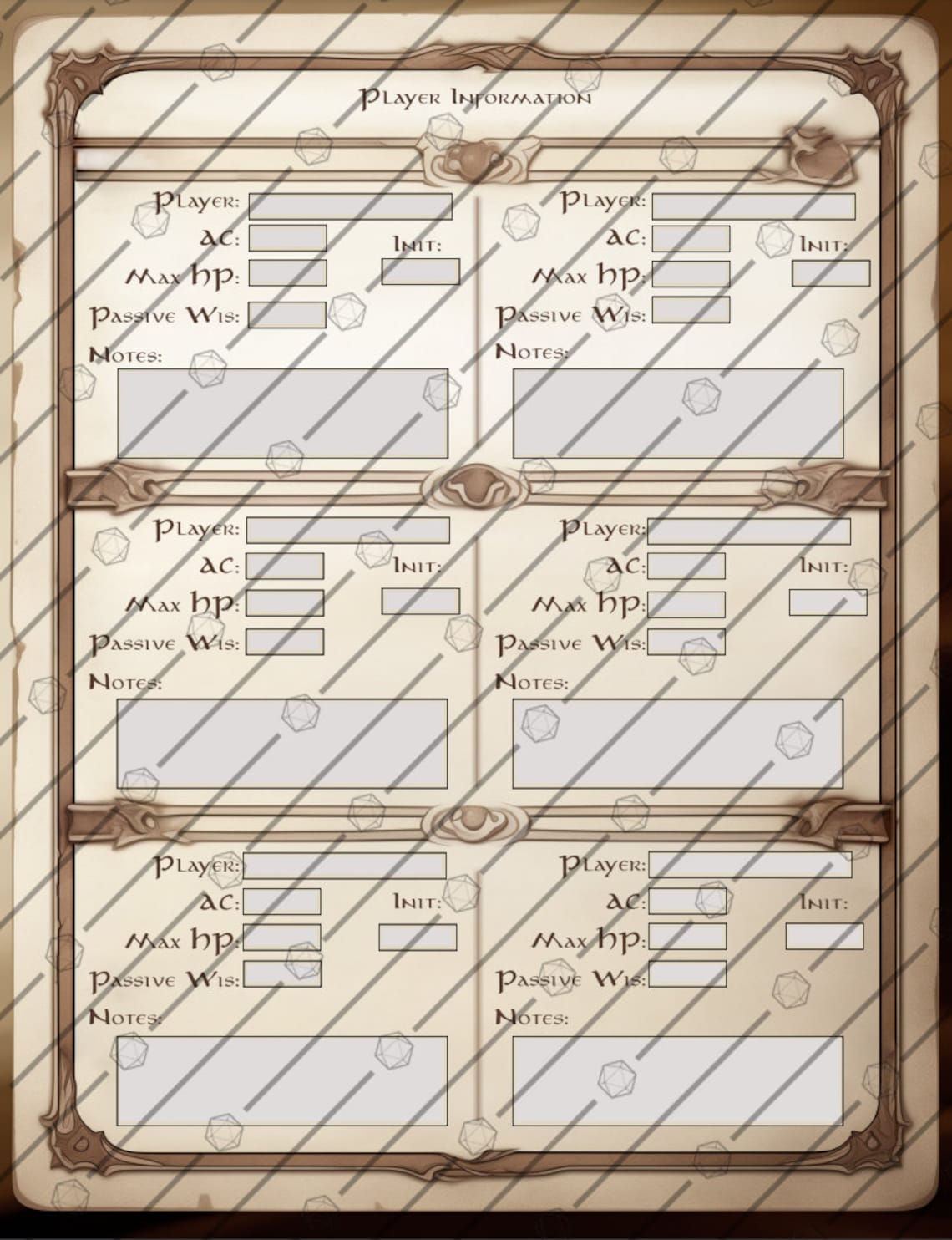 Digital DM Session Notes Editable PDF for Dnd Campaign Notes Sheet ...