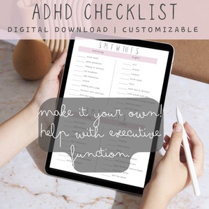 ADHD Checklist Fully Customizable Executive Function Checklist, Simple ...