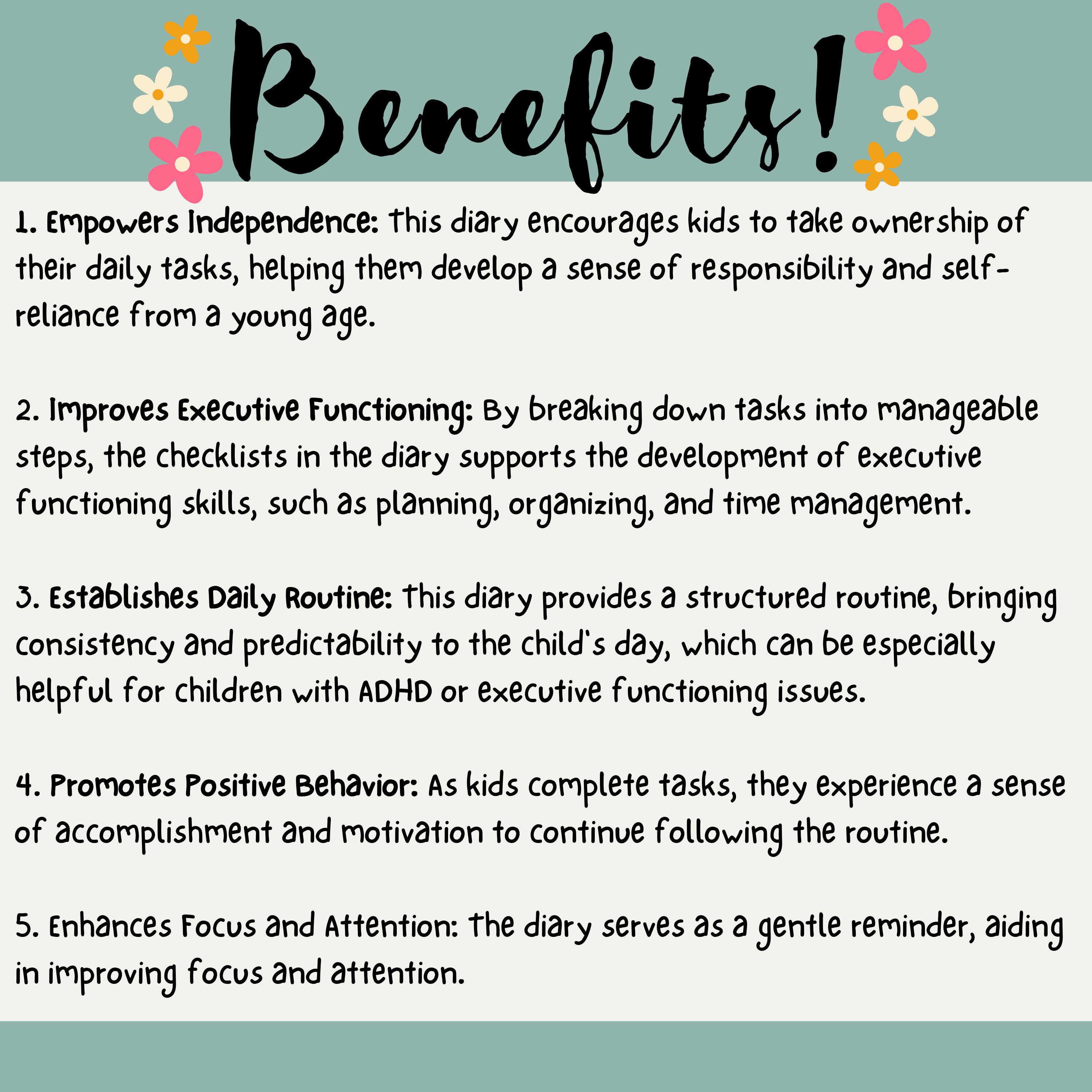 ADHD Diary Kid, ADHD Routine Checklist, Kids Checklist, Self Care Check ...