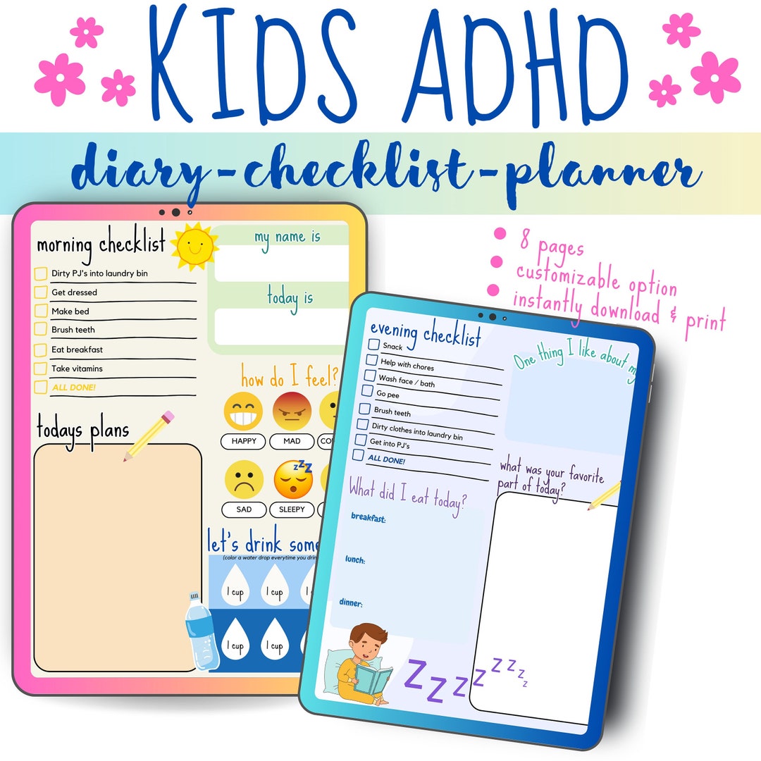 Kids ADHD Checklist - Kids ADHD Routine Checklist - Kids Chore Chart ...