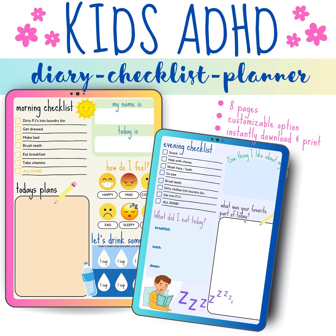Kids ADHD Checklist - Kids ADHD Routine Checklist - Kids Chore Chart ...