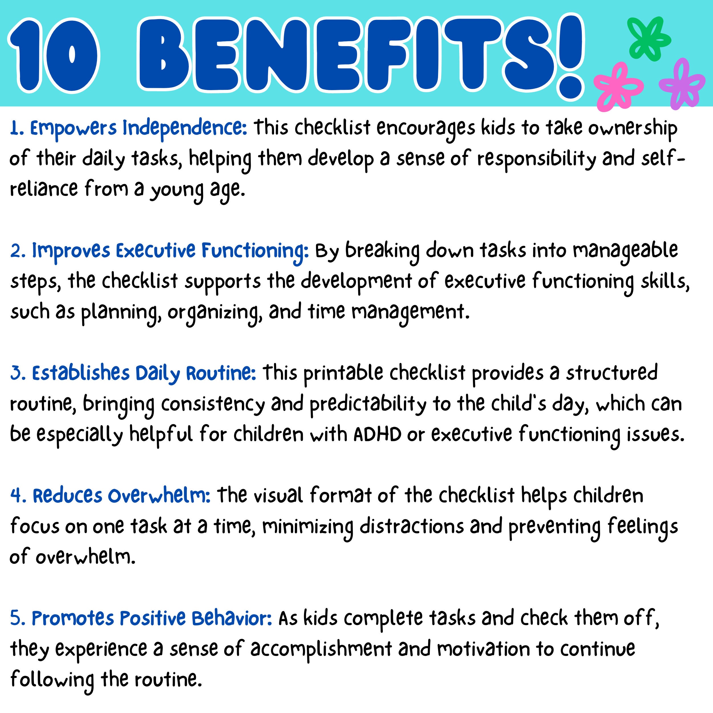 Kids ADHD Checklist Kids ADHD Routine Checklist Kids Chore Chart Kids ...