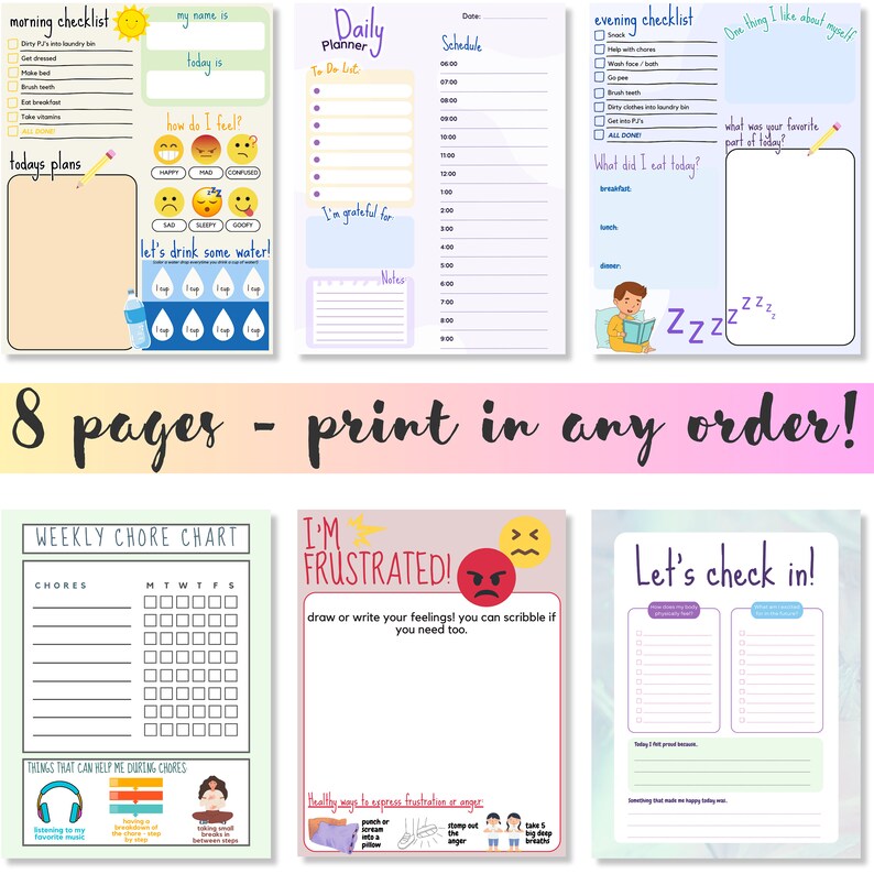 Kids ADHD Checklist - Kids ADHD Routine Checklist - Kids Chore Chart ...