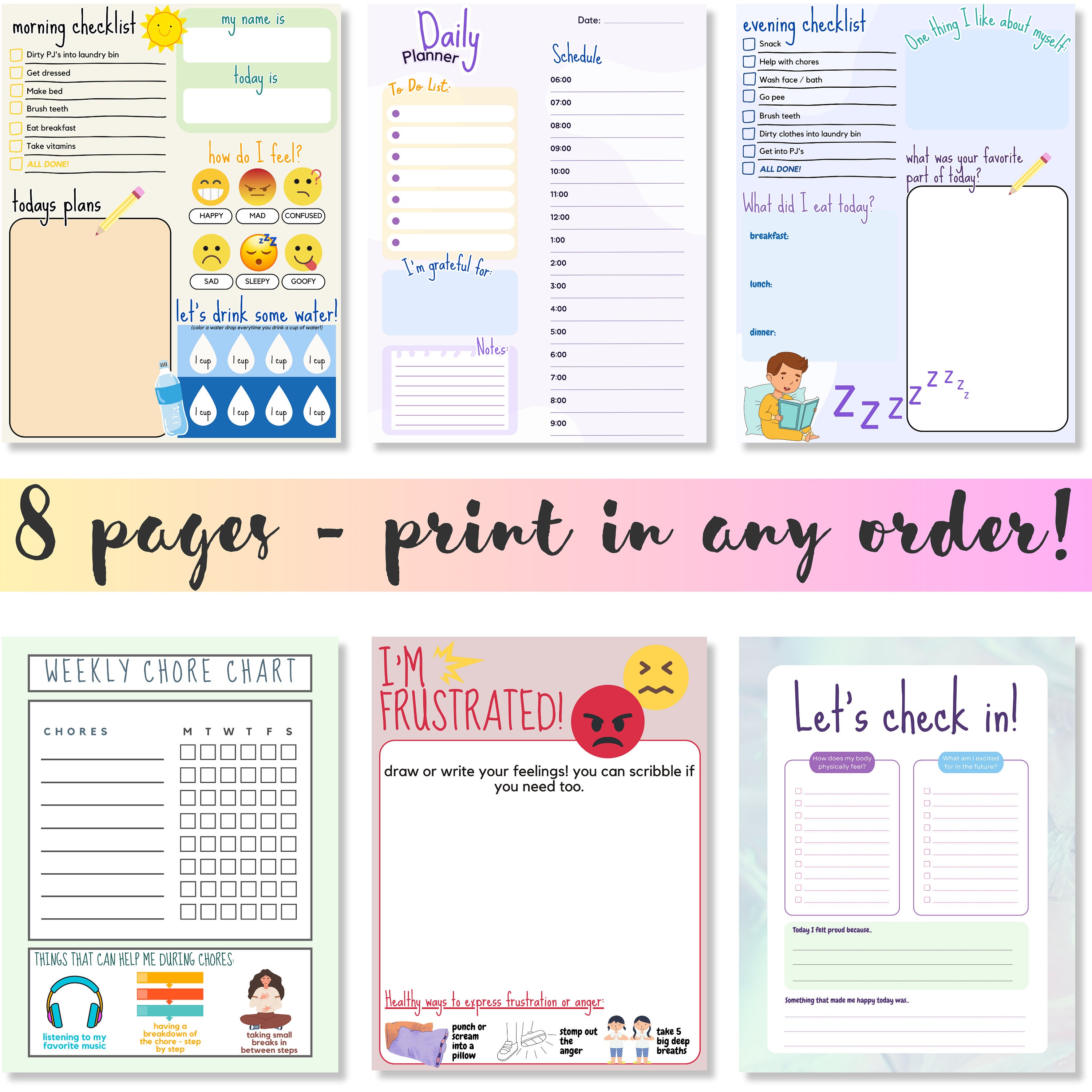 Kids ADHD Checklist - Kids ADHD Routine Checklist - Kids Chore Chart ...