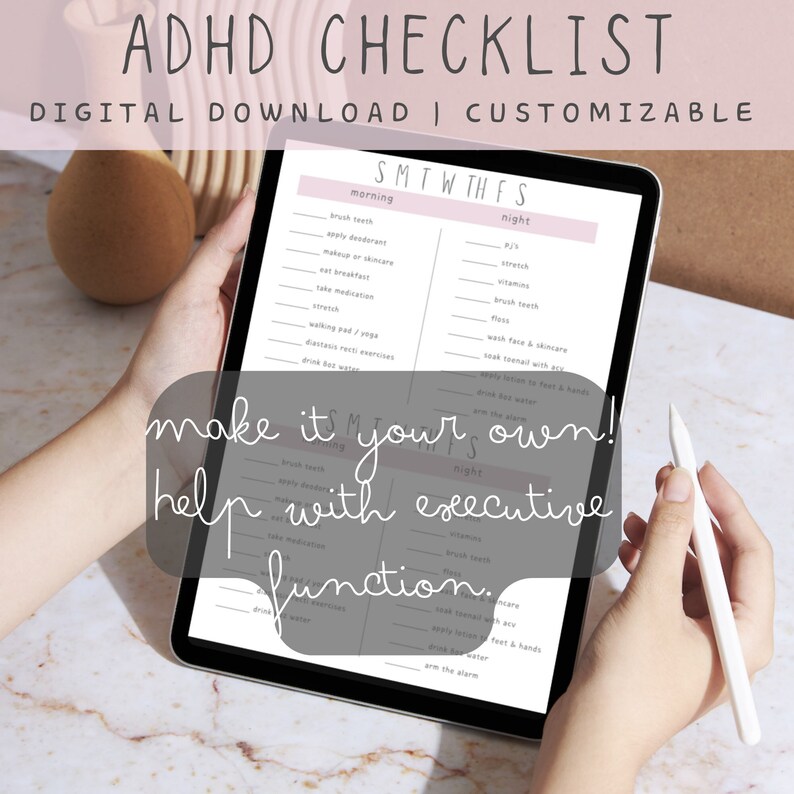 ADHD Checklist Fully Customizable Executive Function Checklist, Simple ...