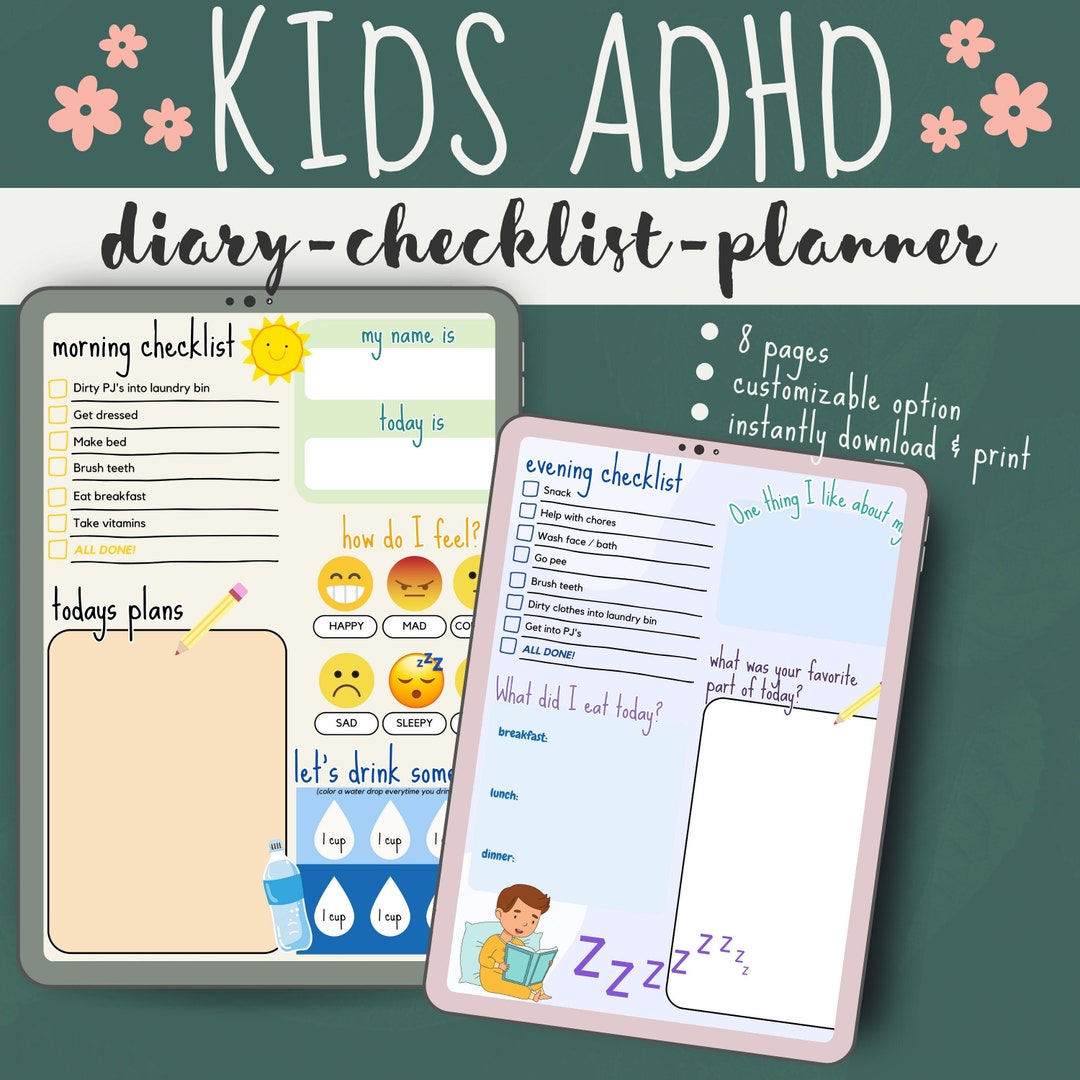 ADHD Diary Kid ADHD Routine Checklist Kids Checklist Self - Etsy