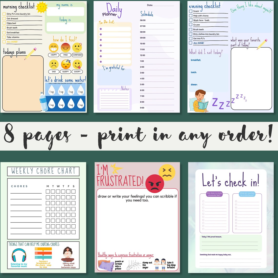 ADHD Diary Kid, ADHD Routine Checklist, Kids Checklist, Self Care Check ...