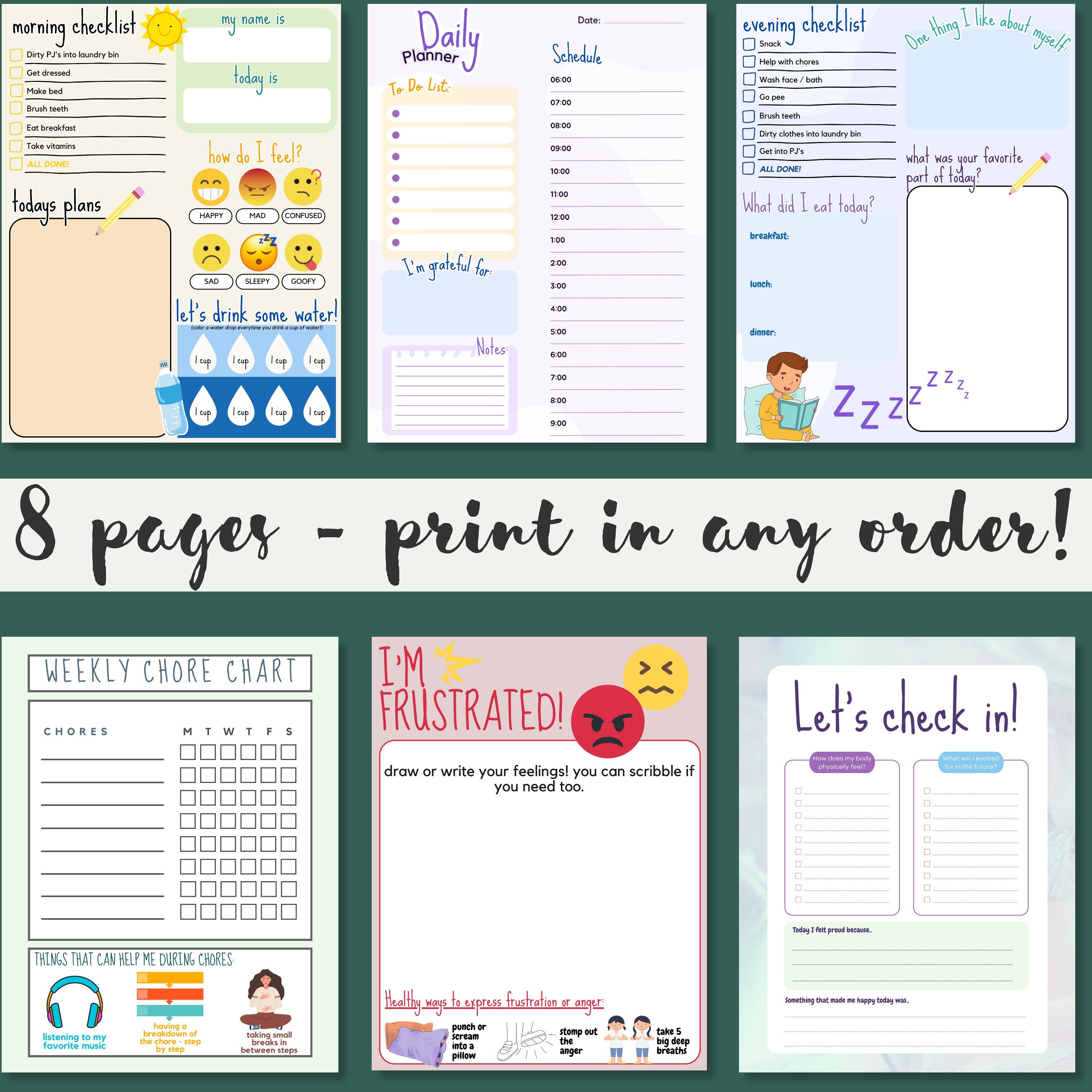 ADHD Diary Kid, ADHD Routine Checklist, Kids Checklist, Self Care Check ...