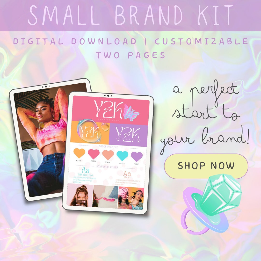 Y2K 90s Vibe Branding Kit - Fully Customizable - Customizable Brand Kit ...