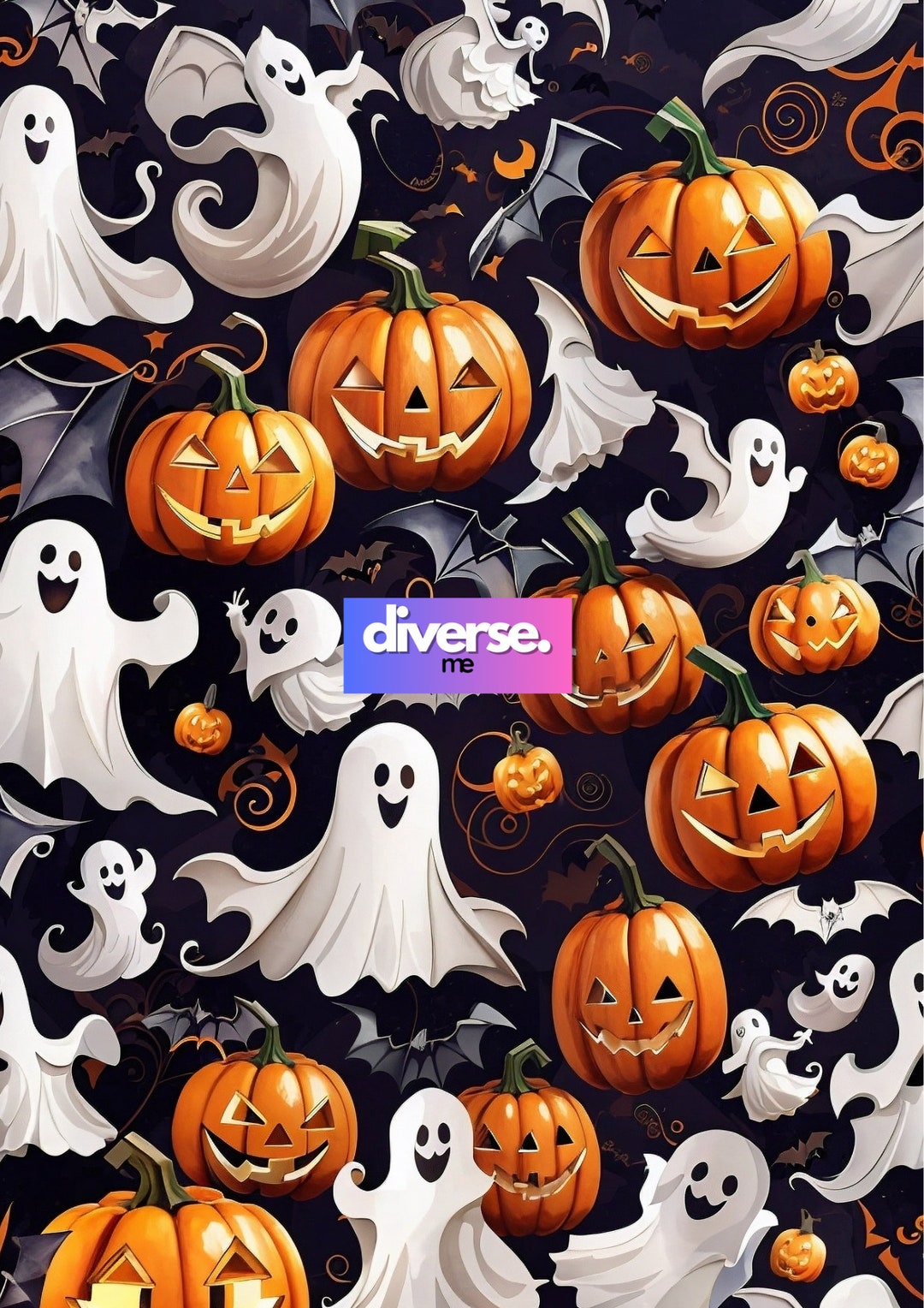 Pumpkin Halloween Ghost Bat Wall Pattern Spooky Trick or Treat Horror ...