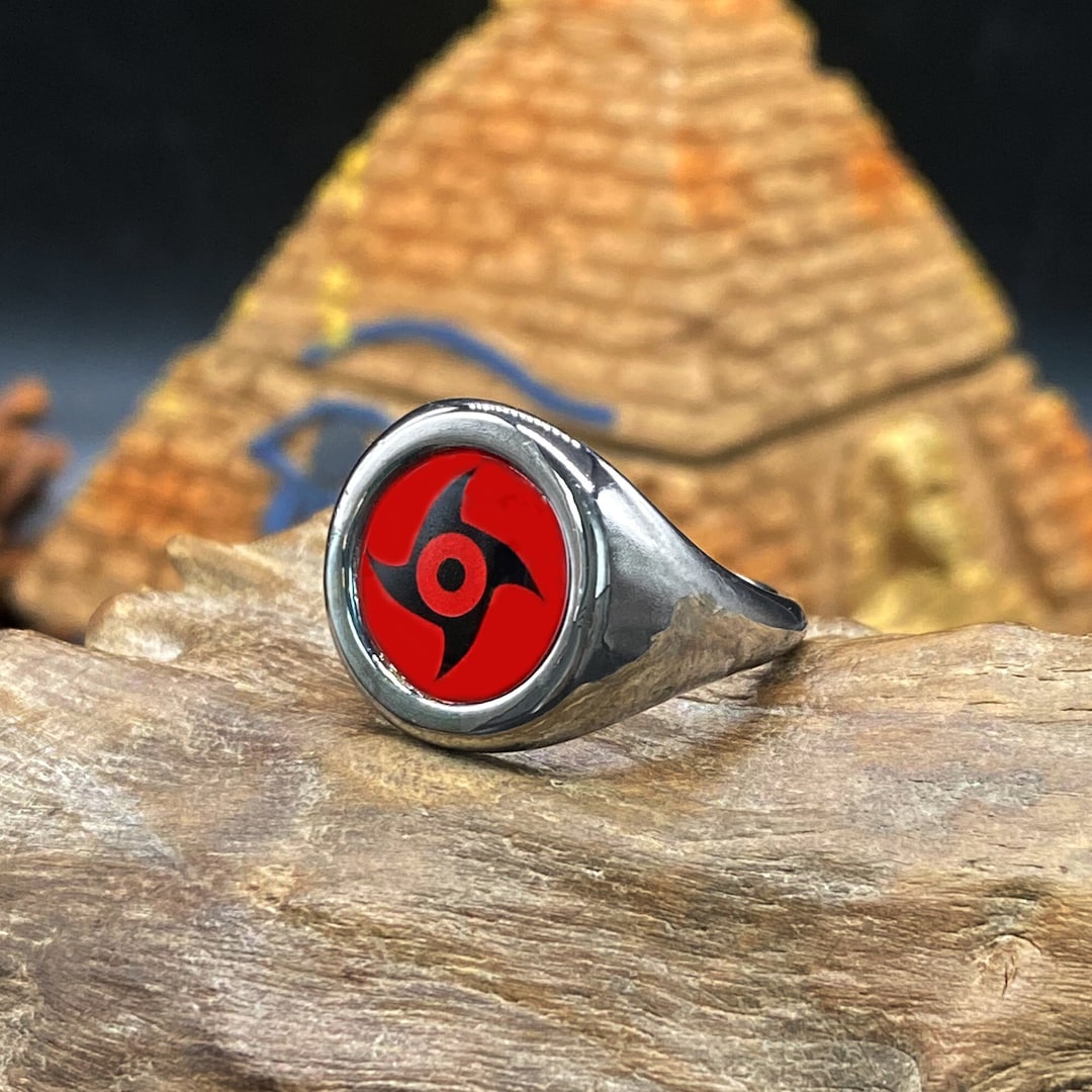 925 Sterling Silver Anime NARUTO Cosplay Ring Vintage Red Sharingan ...