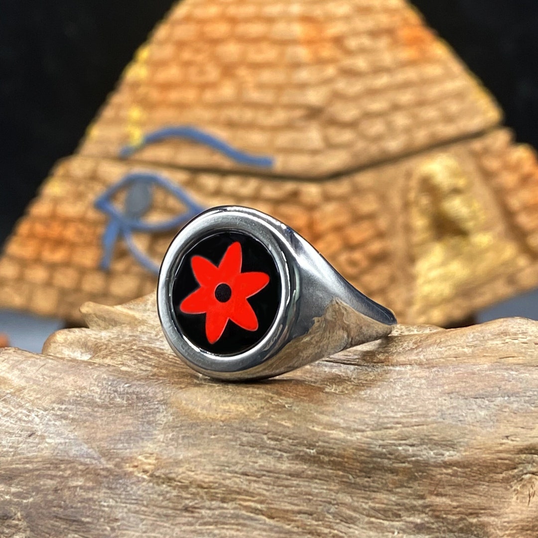 926 Sterling Silver Anime NARUTO Cosplay Ring Vintage Red Sharingan ...