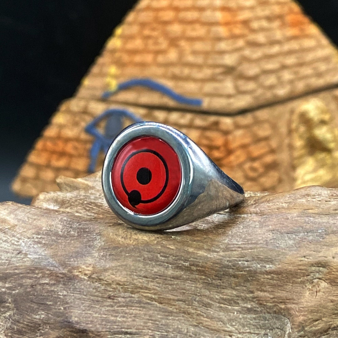 925 Sterling Silver Anime NARUTO Cosplay Ring Vintage Red Sharingan ...