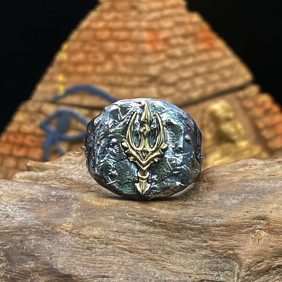 925 Sterling Silver Trident Ring Aquaman Poseidon Ring - Etsy