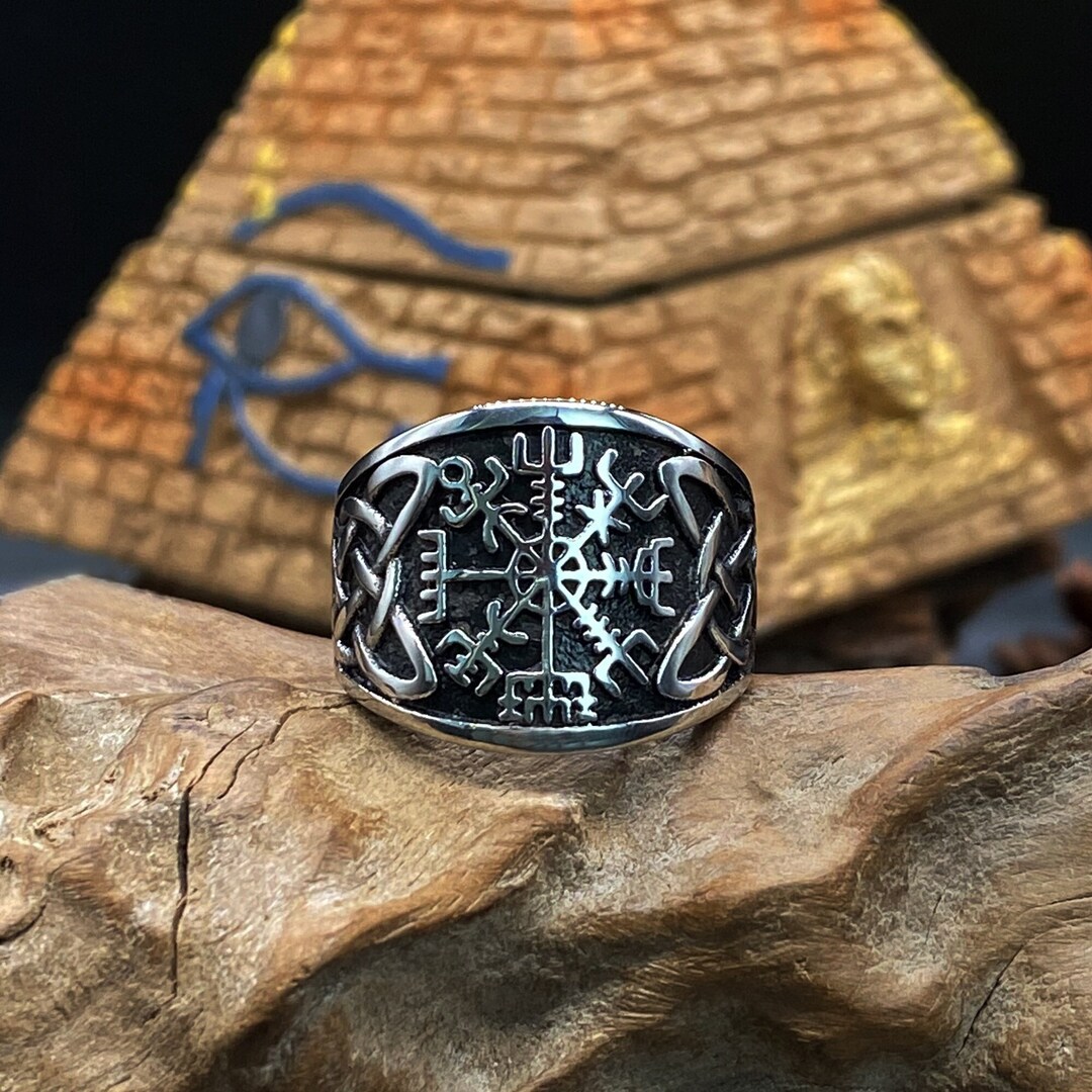 925 Sterling Silver Gothic Viking Compass Ring Vintage Valknut - Etsy