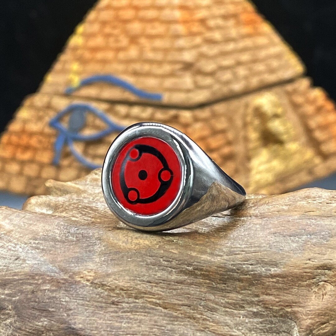925 Sterling Silver Anime NARUTO Cosplay Ring Vintage Red Sharingan ...