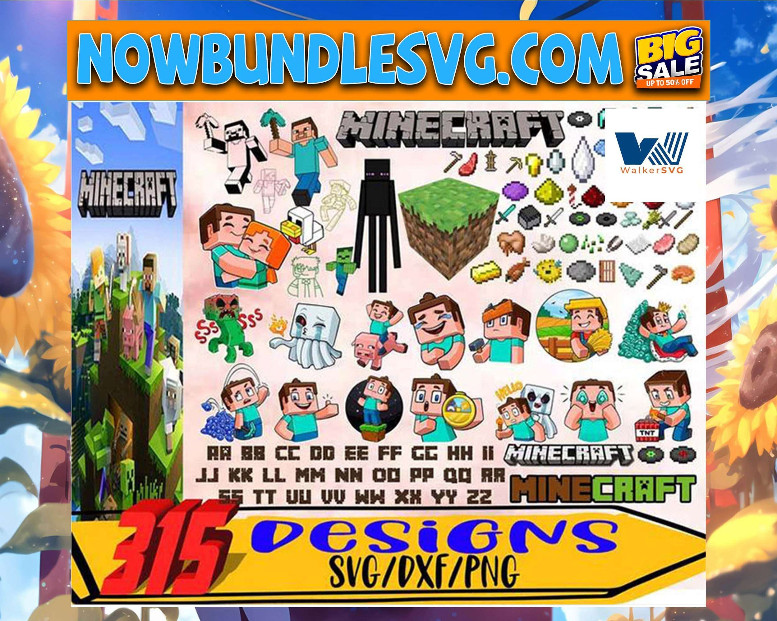 Minecraft SVG Bundle 315 Files Minecraft PNG for Cricut - Etsy