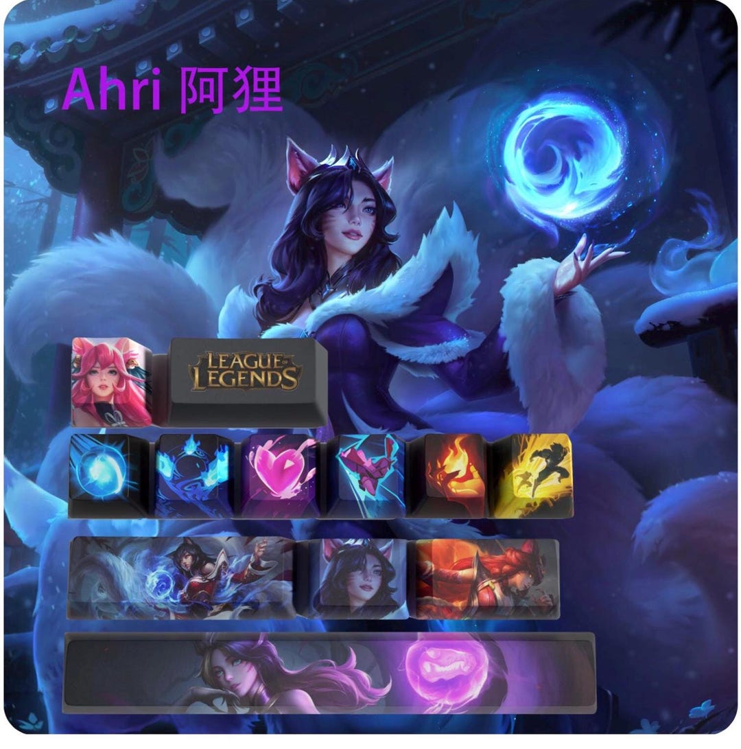 League of Legends Ahri Keycaps | OEM Profile | Gaming | Anime | Custom ...