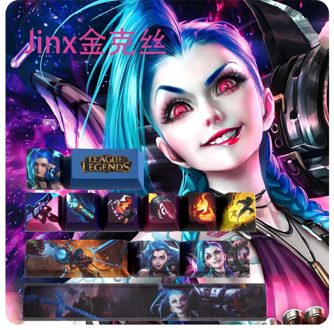 League of Legends Jinx Keycaps | OEM Profile | Gaming | Anime | Custom ...