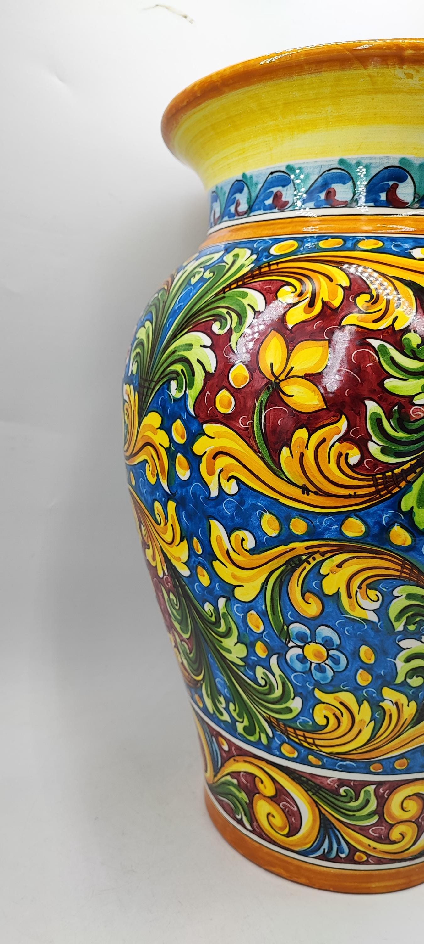Handmade Sicilian Ceramic Umbrella Stand - Unique Mediterranean Piece ...