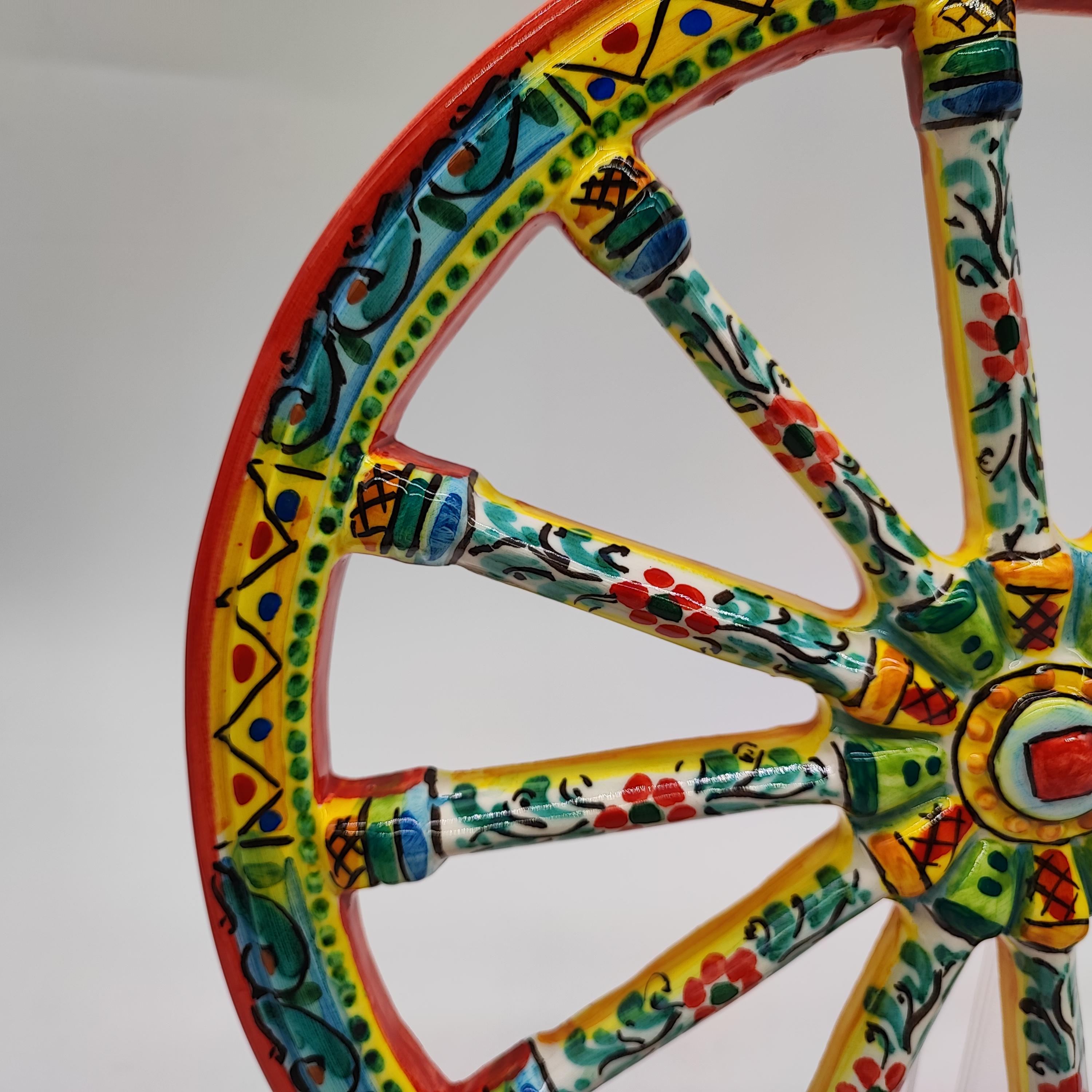 Splendid Sicilian Cart Wheel in Ceramica Di Caltagirone 29/30CM Approx ...